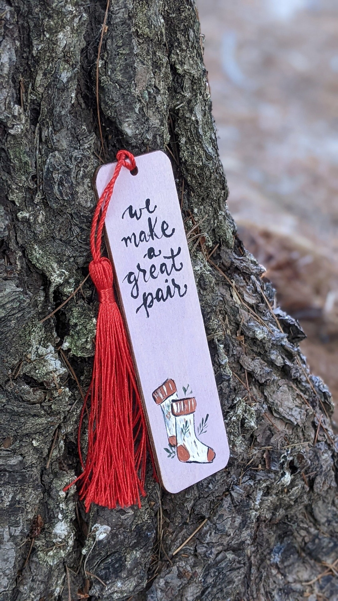 Funny Pun Bookmark for Couples, Hand Painted on Wood, Cute Socks Design ...