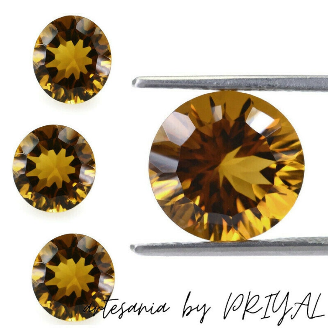 Whisky Quartz Concave Cut Round 6-14mm Whisky Quartz 7.00mm Whisky ...