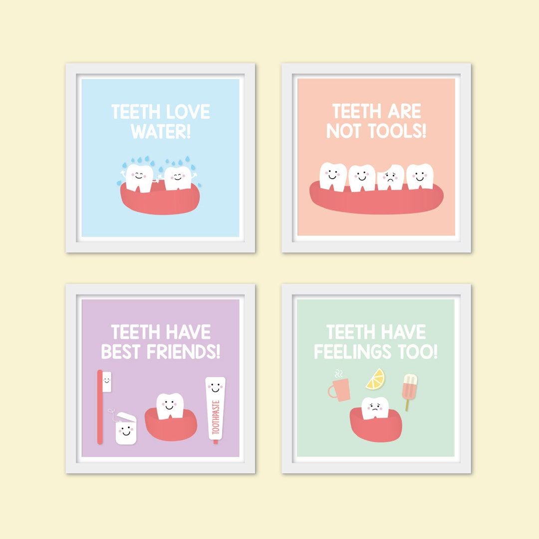 Digital Artwork for Dental Office | Cute Posters for Kids Bathroom ...