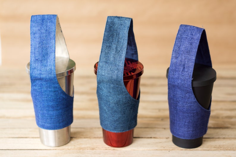 Cup Sleeve Bubble Tea Holder Blue Fabric Cup Holder Coffee - Etsy