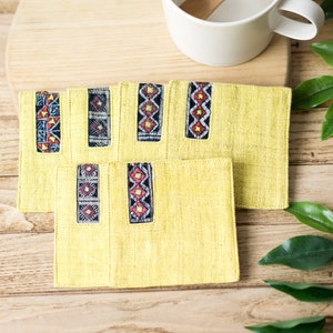 Multicolors Hemp Coaster | Hmong Coasters, Coasters Set, Natural Dyes ...