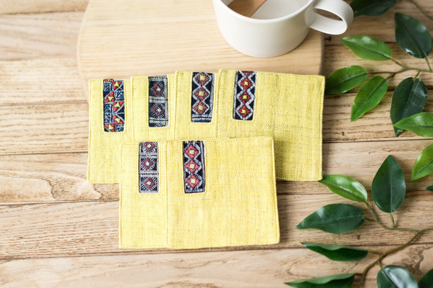 Multicolors Hemp Coaster Hmong Coasters Coasters Set | Etsy