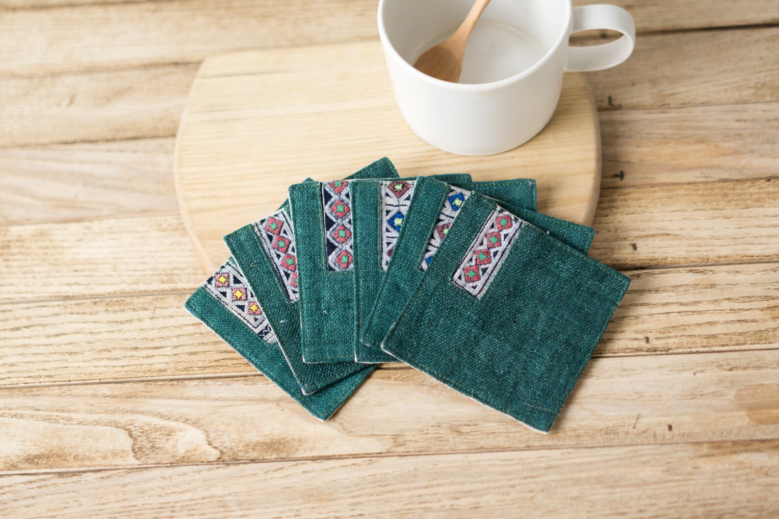 Multicolors Hemp Coaster Hmong Coasters Coasters Set | Etsy