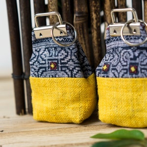 Yellow Fabric Key Pouch | Hmong Indigo Batik Coin Purse - Etsy