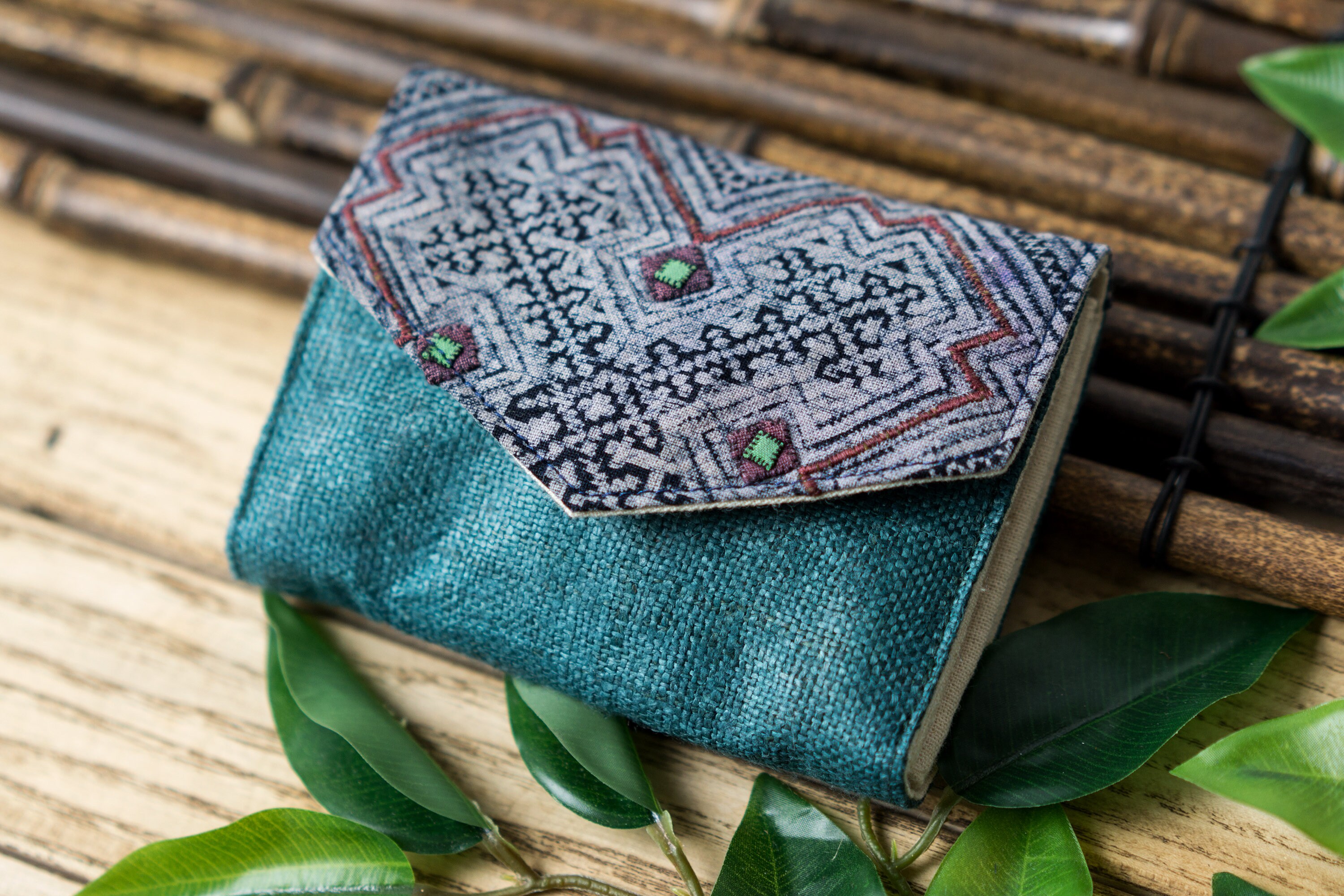 Dark Teal Hemp Wallet Short Wallet Ethnic Purse Handwoven | Etsy