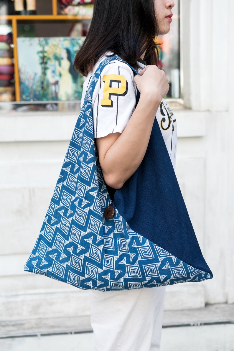Boho Origami Tote Bag Triangle Bag Natural Cotton Fabric - Etsy