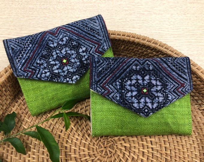 Green Hemp Wallet, Unique Hmong Small Wallet Women Gift, Handmade ...