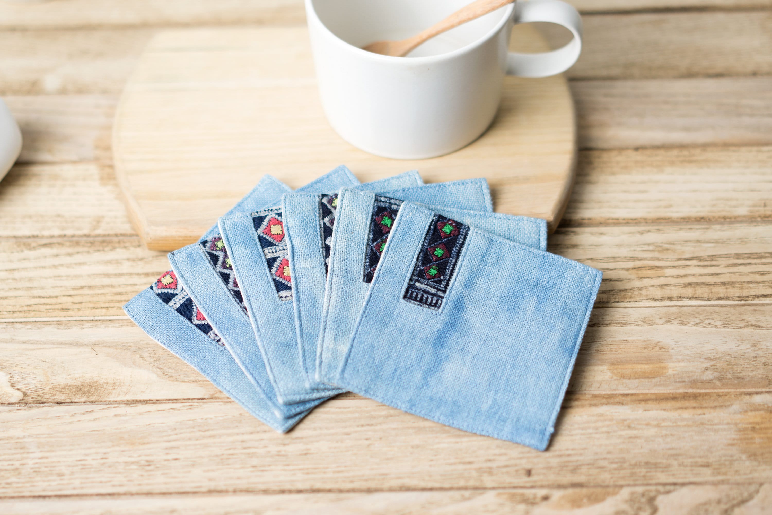 Multicolors Hemp Coaster Hmong Coasters Coasters Set | Etsy