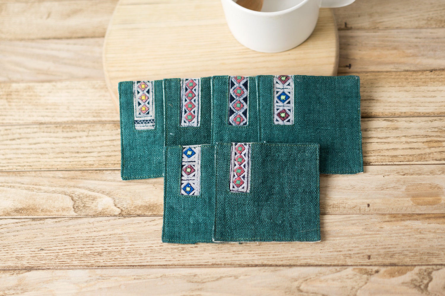 Multicolors Hemp Coaster Hmong Coasters Coasters Set | Etsy