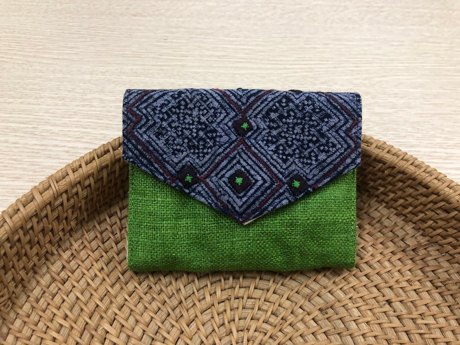 Green Hemp Wallet Unique Hmong Small Wallet Women Gift - Etsy
