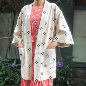 Kendo Jacket Japanese Unisex Overcoat Blue Block Printing - Etsy