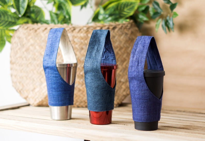 Cup Sleeve Bubble Tea Holder Blue Fabric Cup Holder Coffee - Etsy