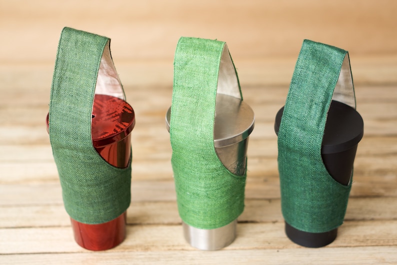 Fabric Coffee Sleeve | Green Drink Carrier, Boba Carrier, Drink Sleeve ...