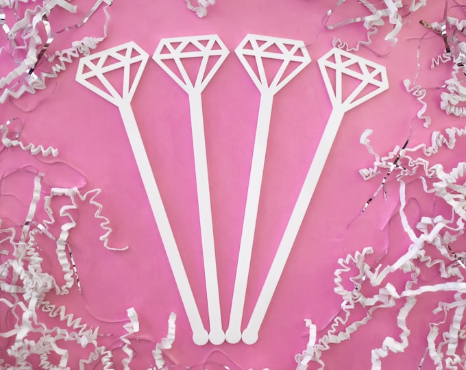 Diamond Drink Stirrers // Drink Stirrers // Bridal Shower // Engagement ...