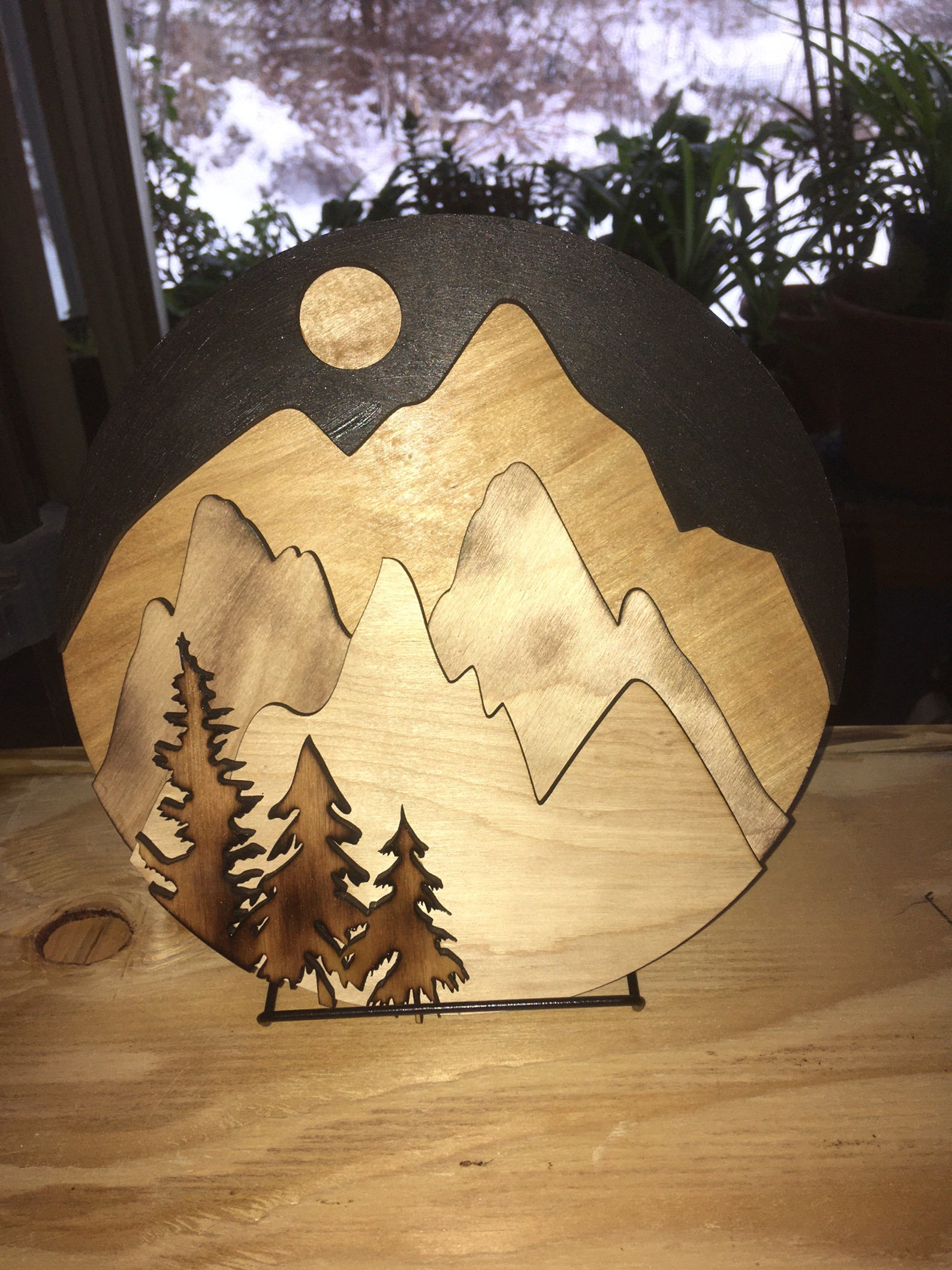 Rustic Wall Art Handmade Laser Cut Wall Decor Mountain Scene - Etsy