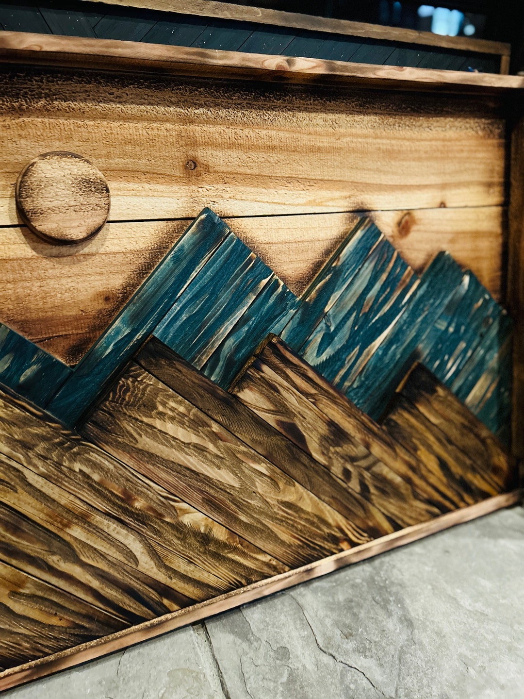 Mountain Scene Rustic Wall Decor Mountain Moon Reclaimed - Etsy