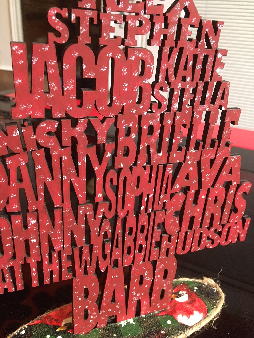 Laser Family Tree Display - Family Names Wood Ornament Stocking Stuffer ...