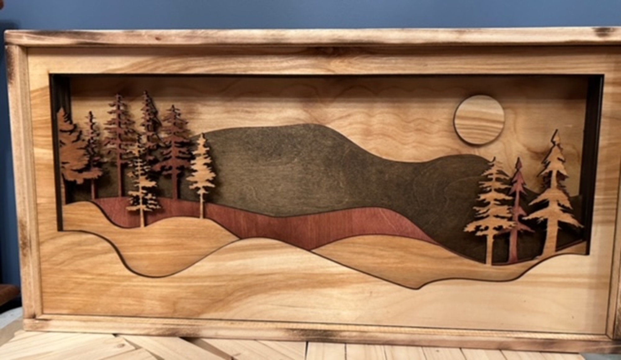 LED Lighted Mountain Layered Scene Wood Wall Decor - Etsy