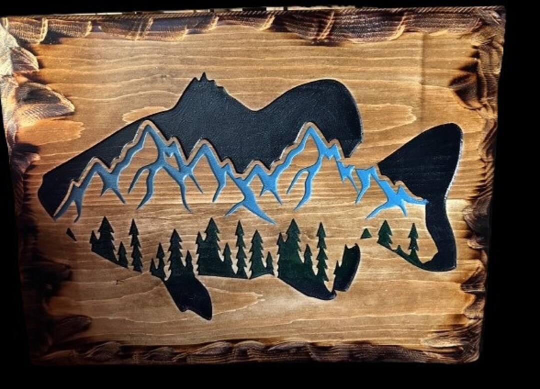 Carved Bass Fish Sign Rustic Decor for Camp and Home - Etsy
