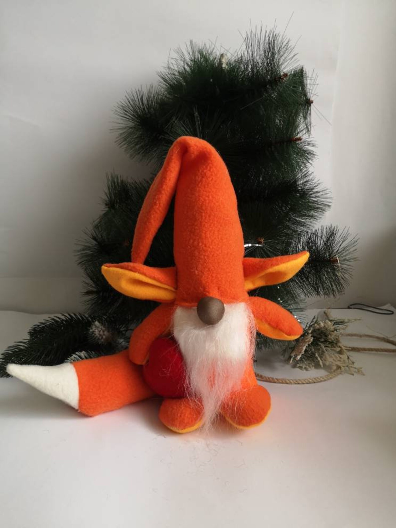 Gnome Fox, Red Gnome Made of Neon Orange Felt. Gnome With Heart - Etsy