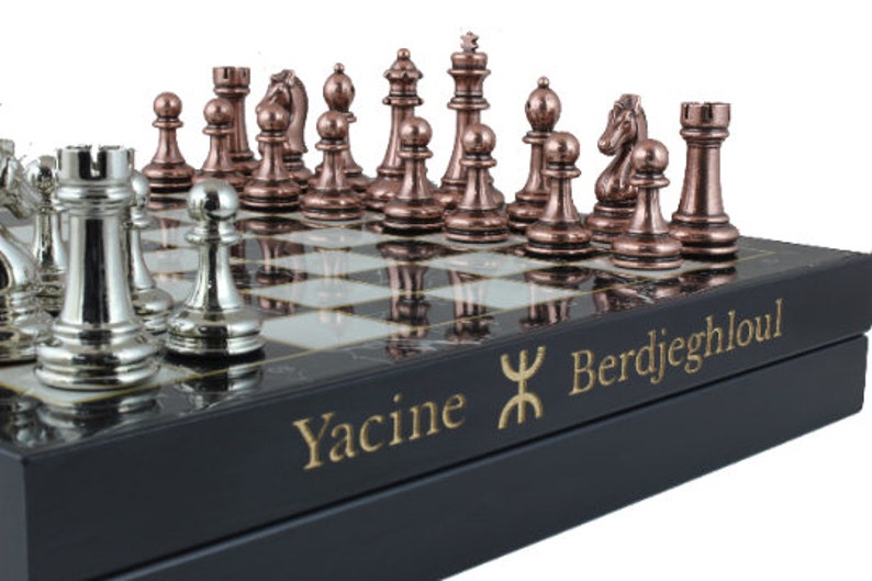 Custom Chess Board With Metal Pieces - Personalized Chess Set - Chess ...