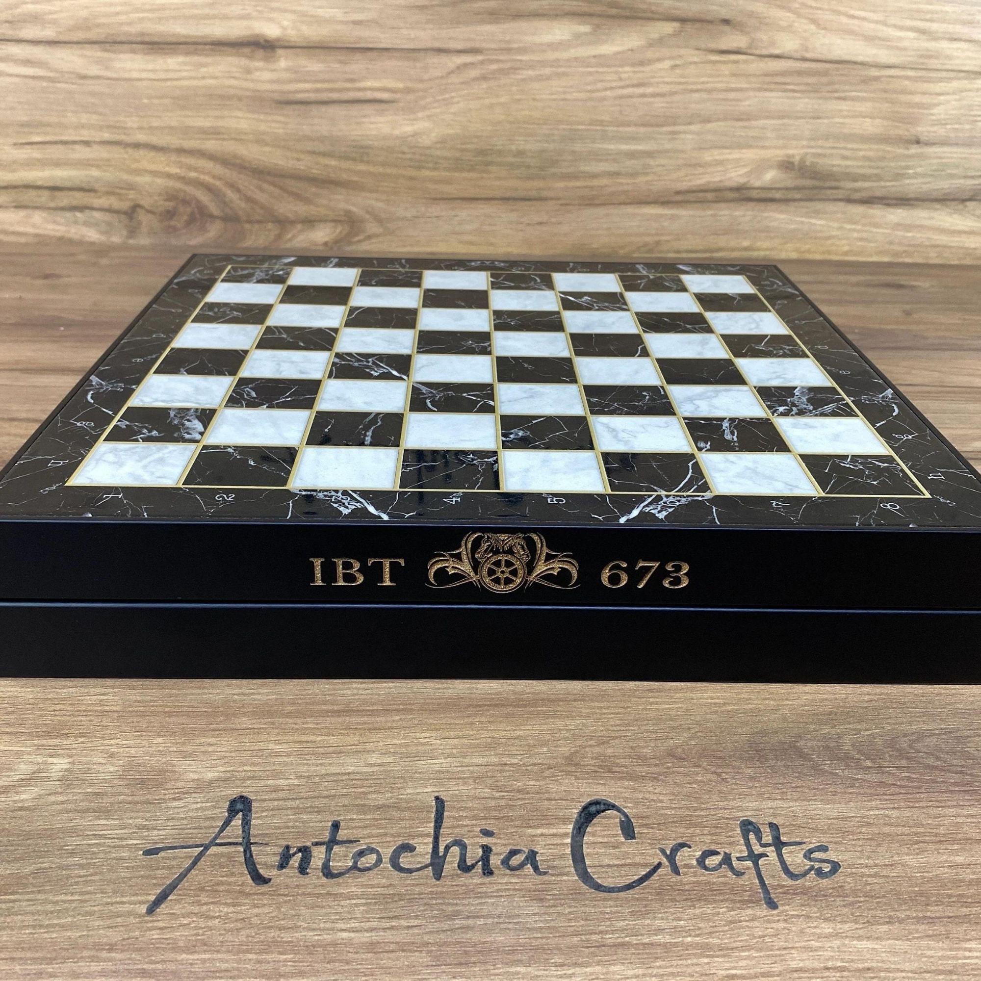 Custom Chess Board Set With Metal Pieces - Handmade Chess With Storage ...