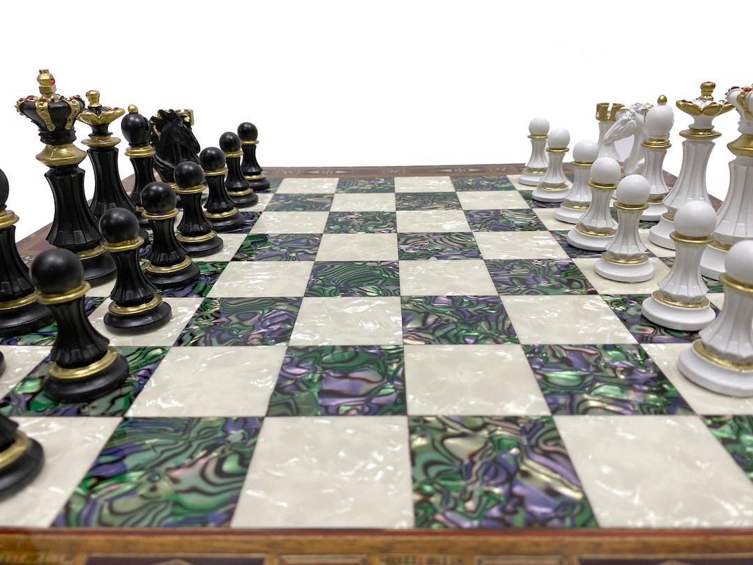 Custom Chess Board - Large Mosaic Chess Set - Personalized Wood Chess ...