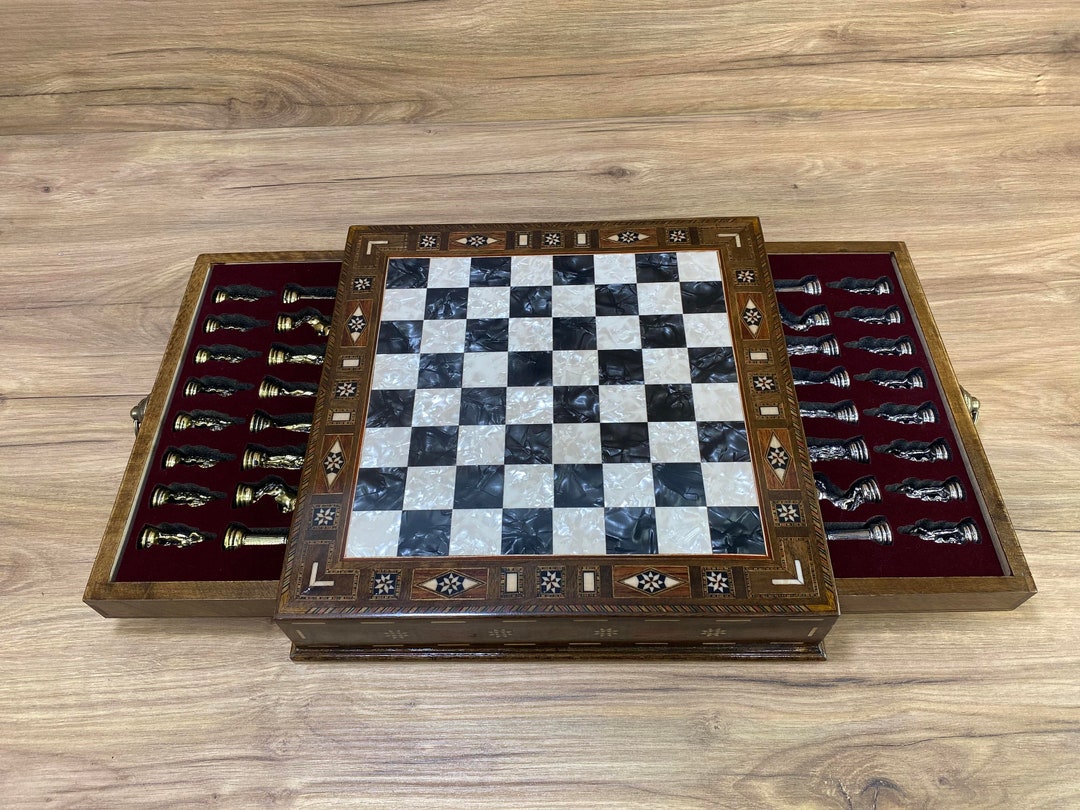 Vip Wooden Chess Set - Chess Set With Drawers - Anniversary Gift for ...