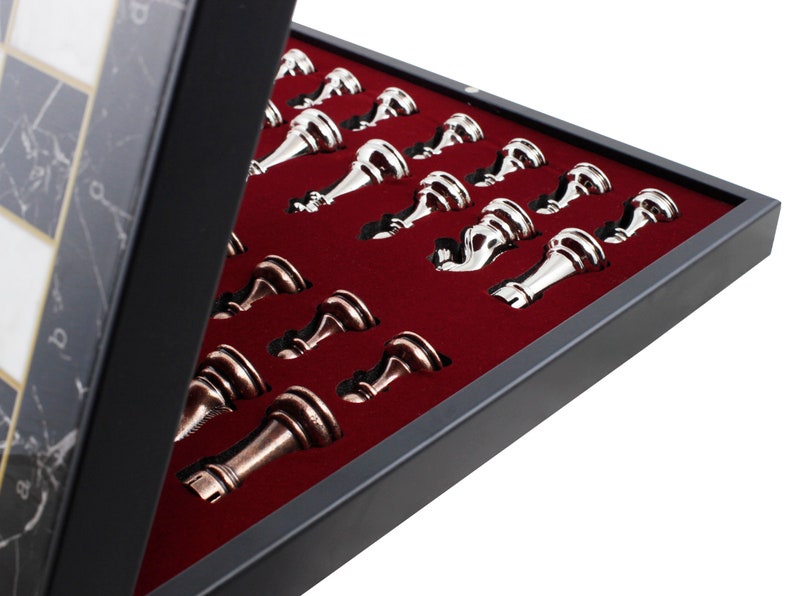 Custom Chess Board With Metal Pieces - Personalized Chess Set - Chess ...