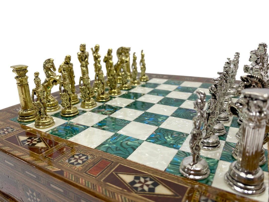 Custom Chess Board With Metal Pieces - Personalized Chess Set for ...