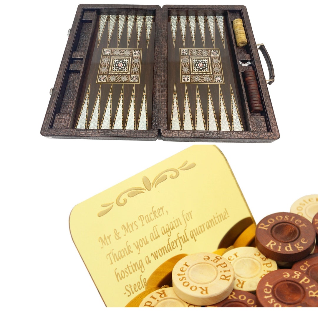 Personalized Leather Covered Backgammon Set Backgammon for Birthday ...