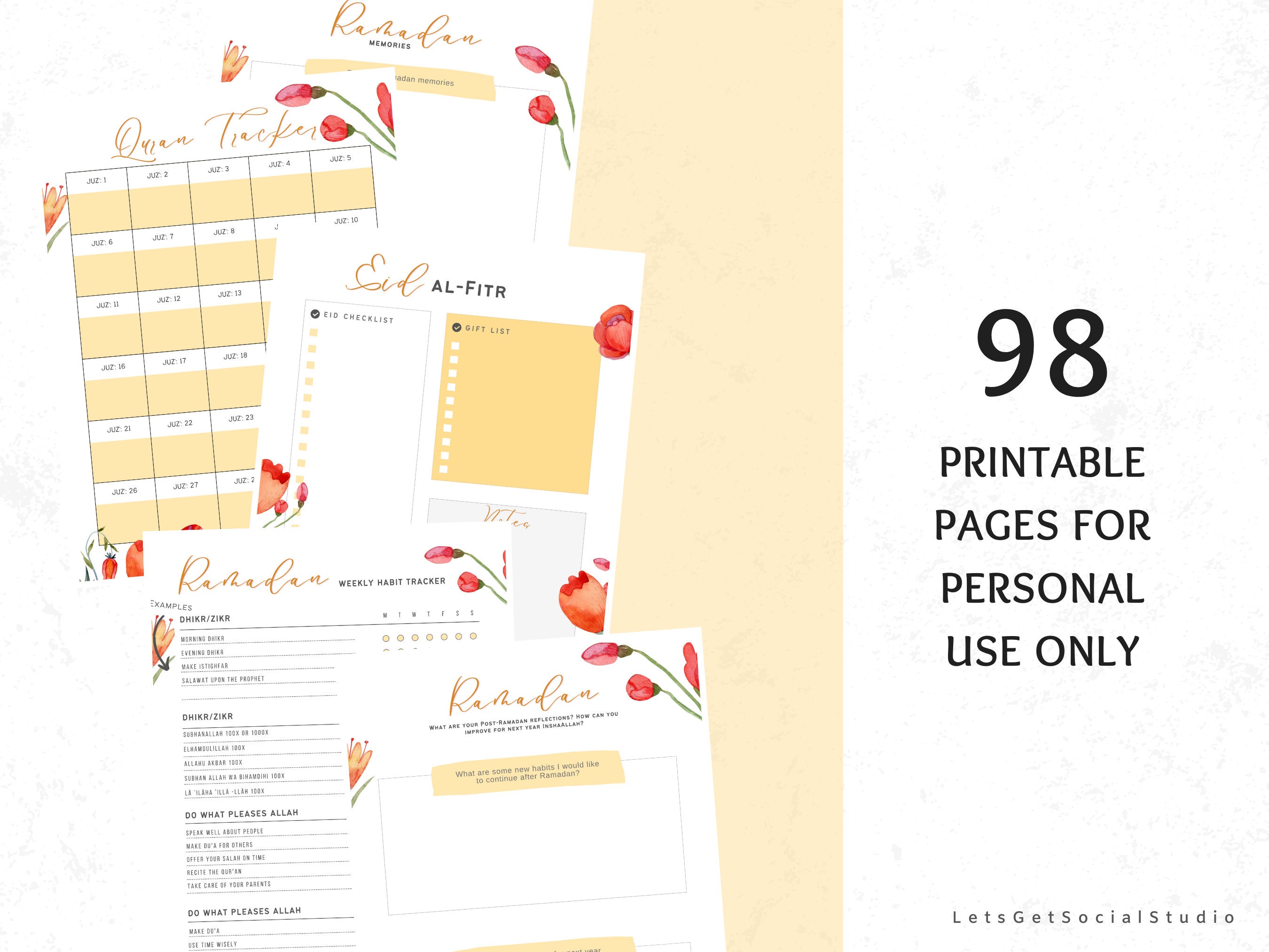 Printable Floral Ramadan Journal & Planner for Muslim Women and Girls ...