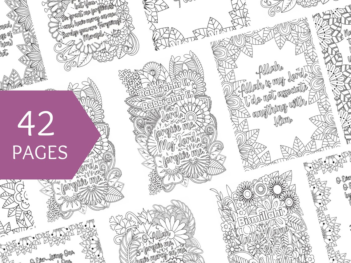 Islamic Coloring Book - 21 Duas From Hadith | Floral Pattern Coloring ...