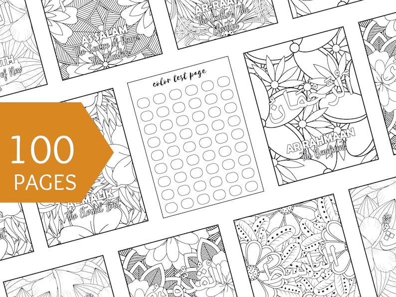 Islamic Coloring Pages - Al Asma Ul Husna 99 Names of Allah | Floral ...