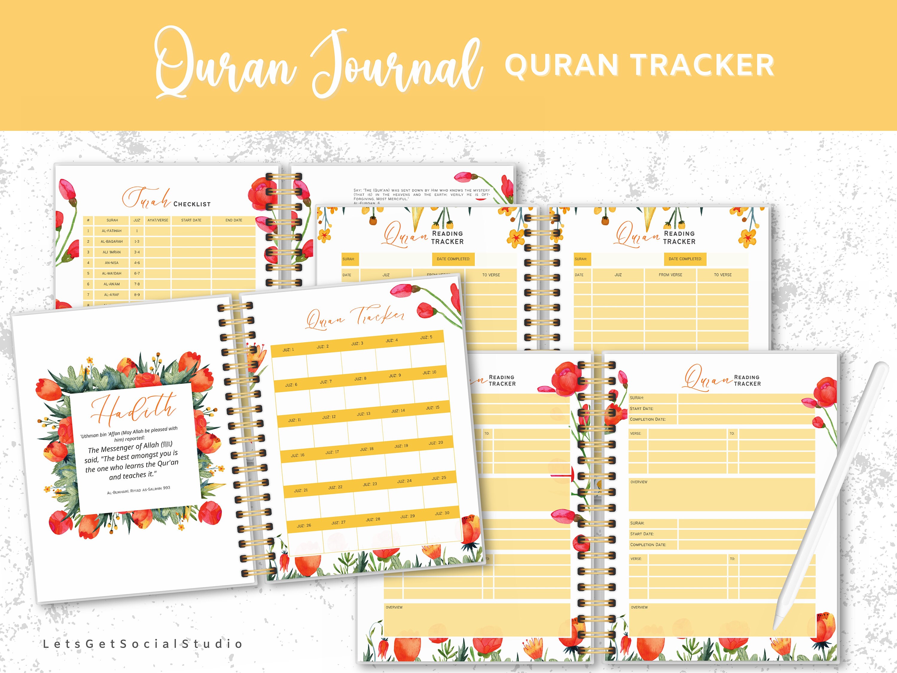 Quran Journal With Watercolor Flowers - Quran Study and Reflection ...