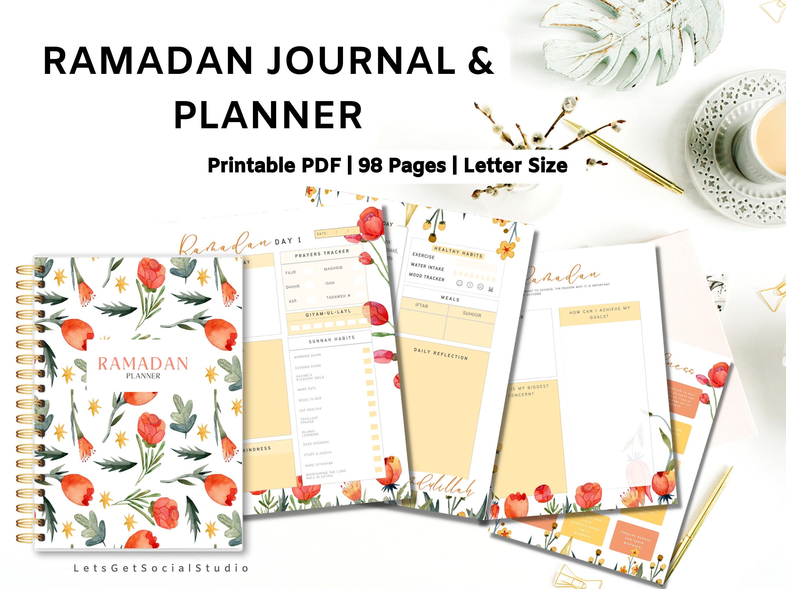 Printable Floral Ramadan Journal & Planner for Muslim Women and Girls ...