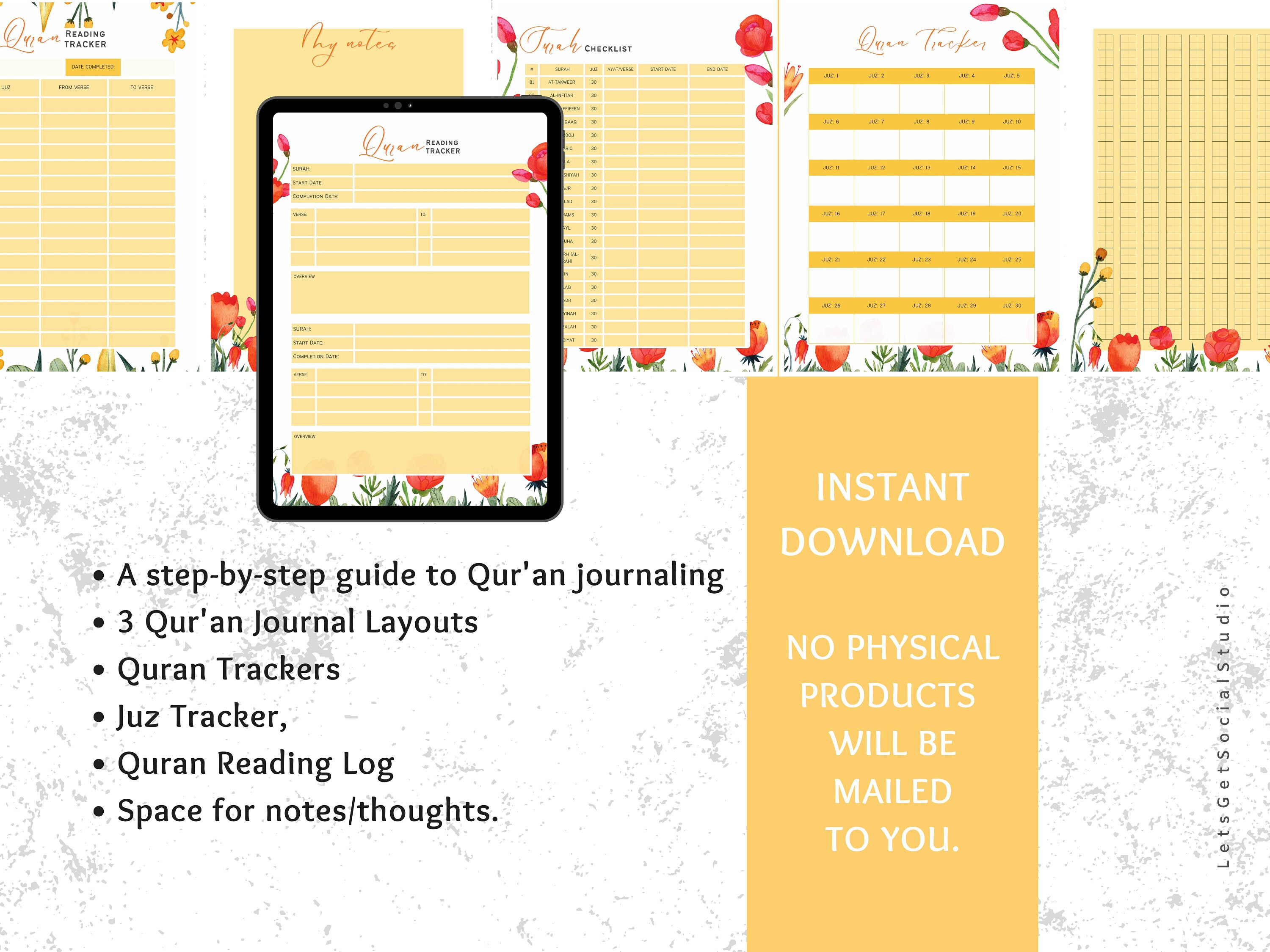 Quran Journal With Watercolor Flowers Quran Study and Reflection ...