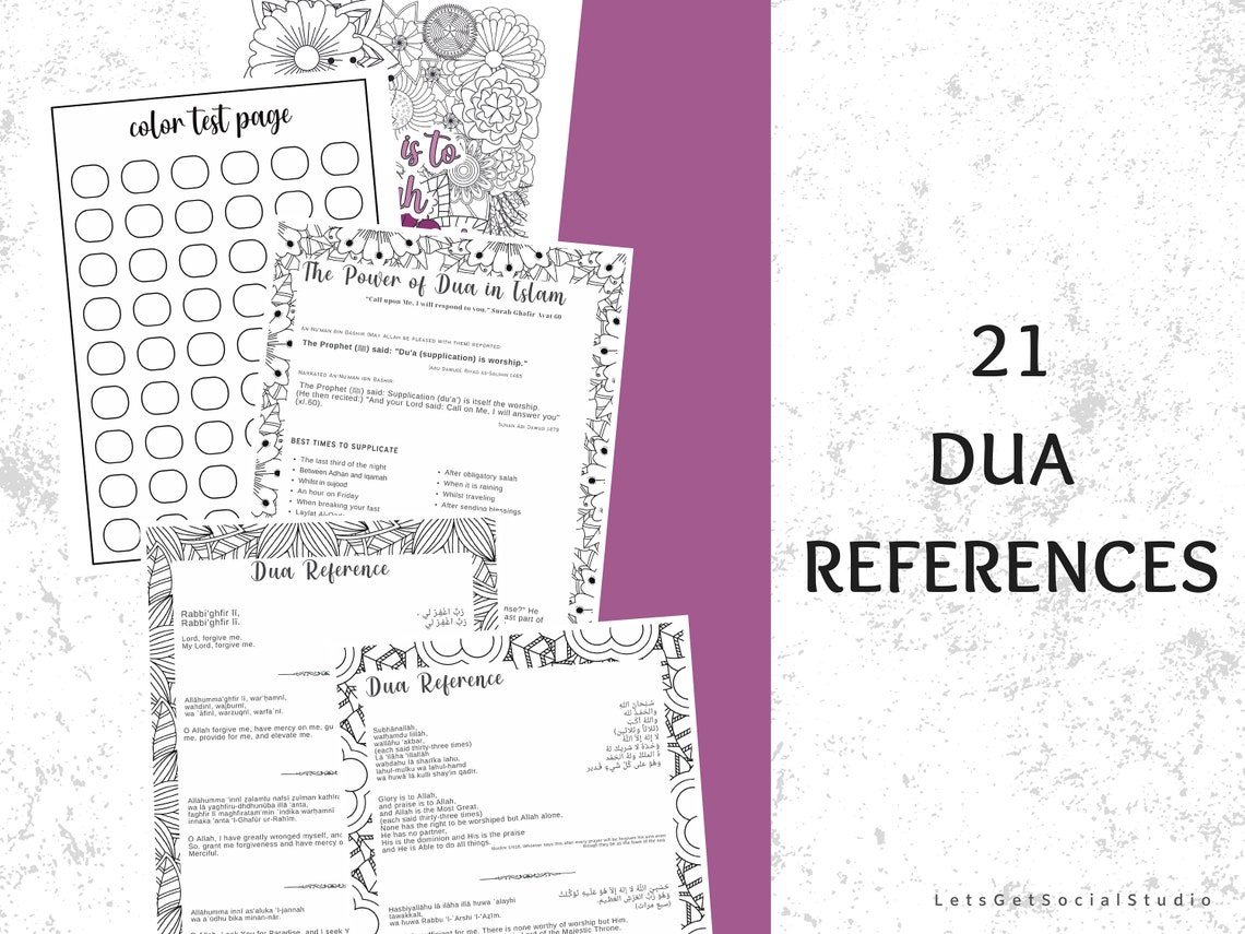 Islamic Coloring Book - 21 Duas From Hadith | Floral Pattern Coloring ...