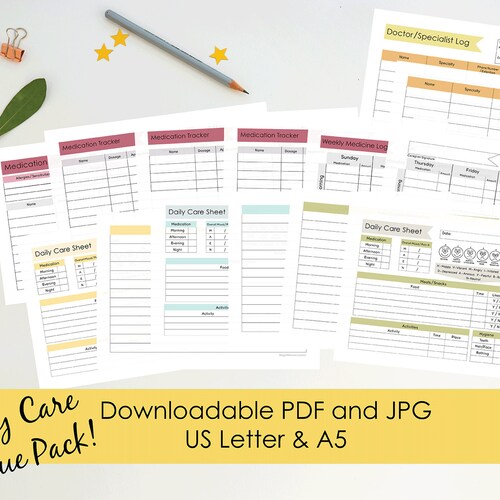 Detailed Daily Printable Care Sheet Respite Planner - Etsy