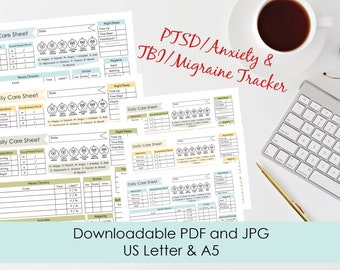 PTSD Printable Daily Care Sheet Anxiety Tracker Veteran - Etsy