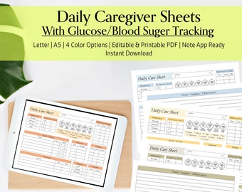 Detailed Printable Care Sheet, House Work Tracker, Caregiver Notes ...