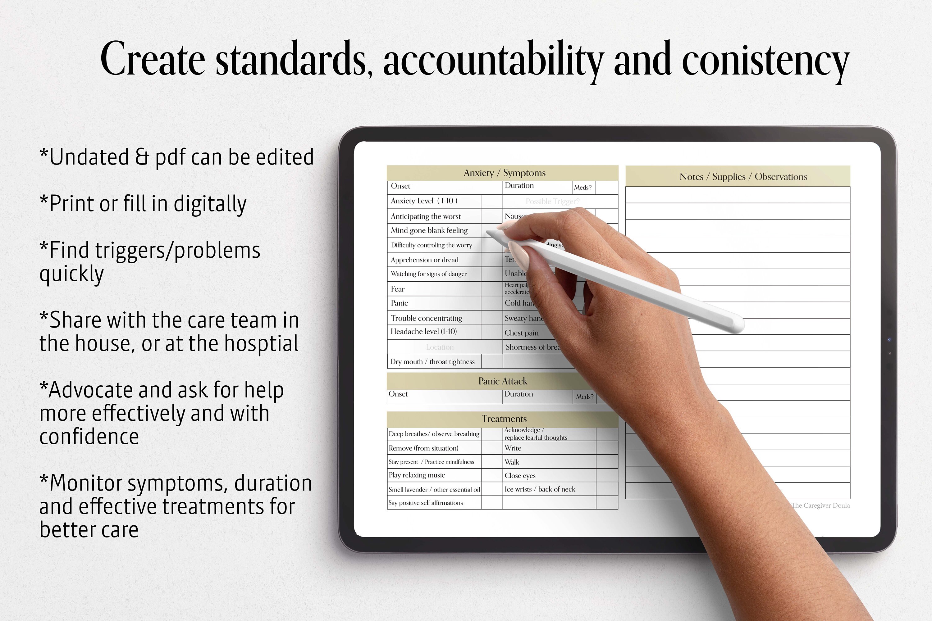 PTSD Printable Daily Care Sheet, Anxiety Tracker, Veteran Care, Elderly ...