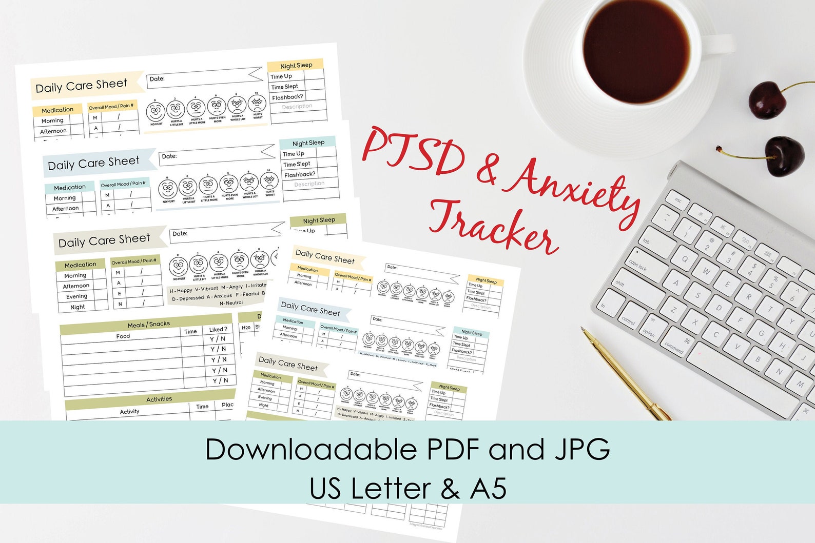 PTSD Printable Daily Care Sheet Anxiety Tracker Veteran | Etsy