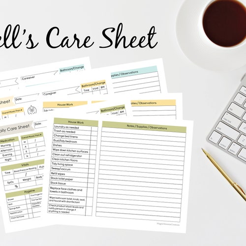 Detailed Daily Printable Care Sheet Respite Planner - Etsy