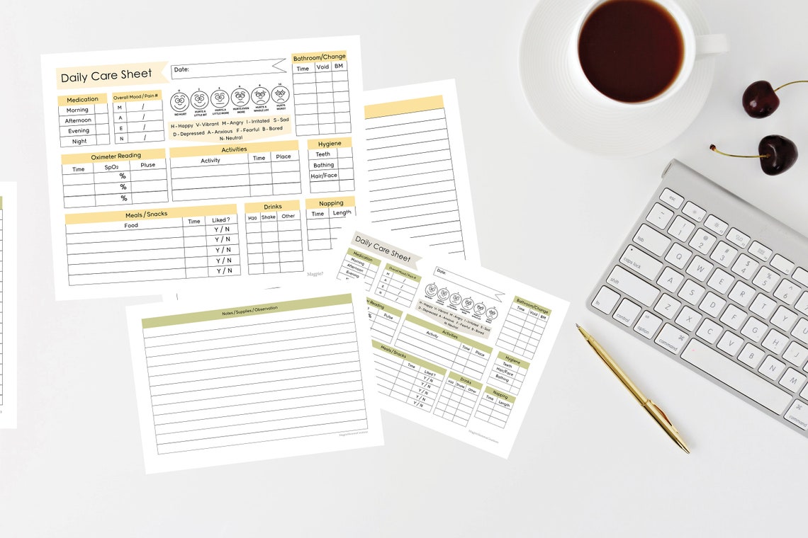 Detailed Printable Blood Oxygen Tracker, Oxi Meter Care Tracker ...