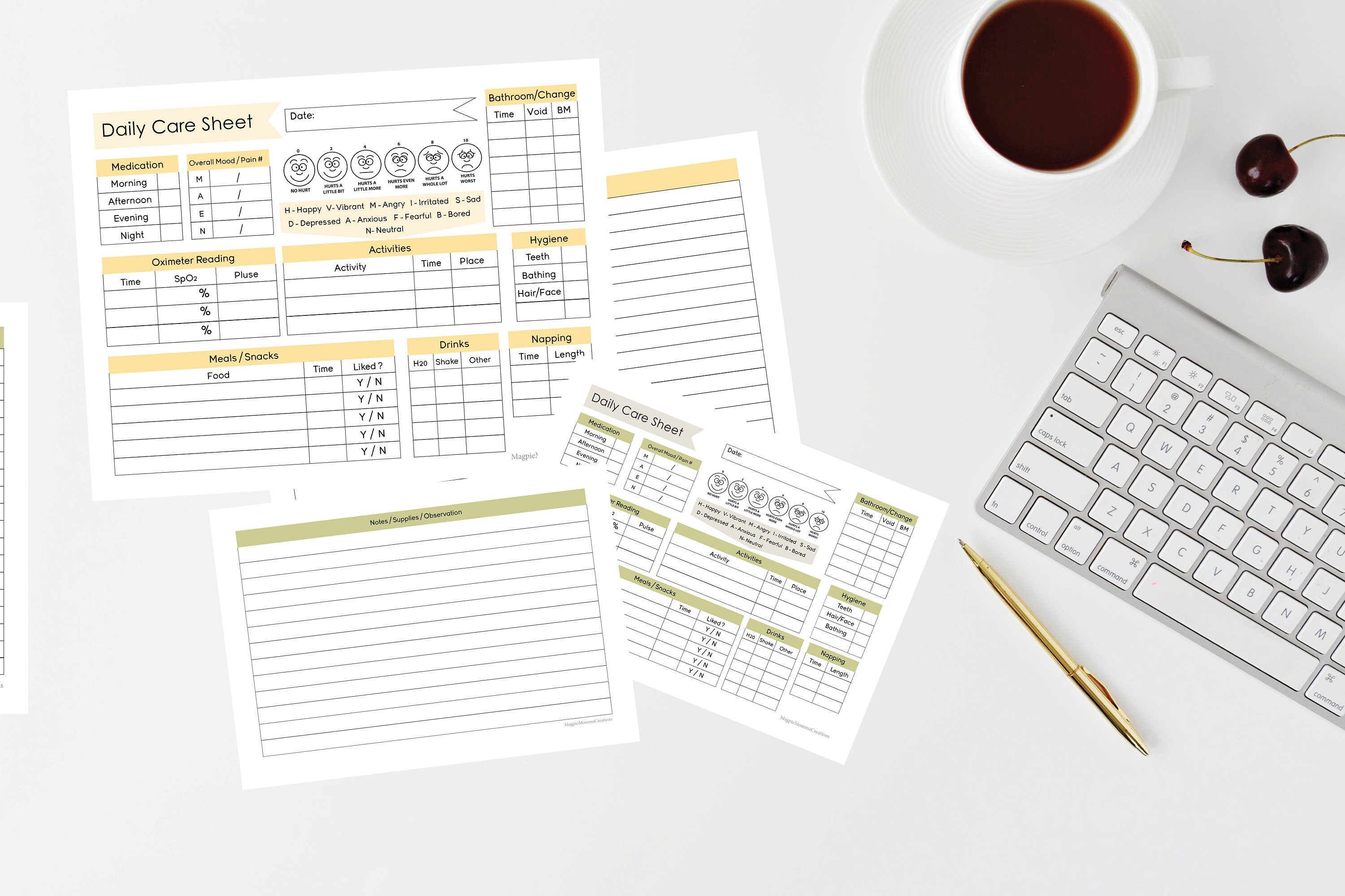 Detailed Printable Blood Oxygen Tracker, Oxi Meter Care Tracker ...