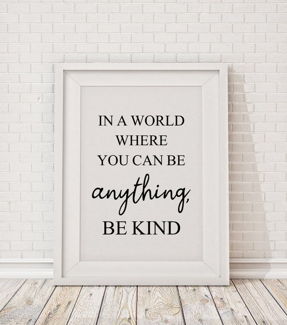Be Kind Black and White Typography Poster Print Picture A4 | Etsy