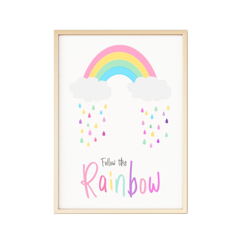 Follow the Rainbow Nursery Poster Print Picture A4 PR26 - Etsy