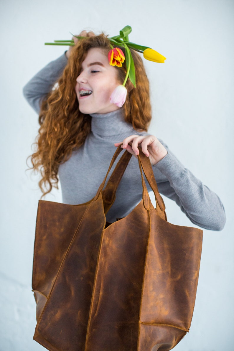 Extra large leather tote bag Oversized bag Leather tote bag | Etsy