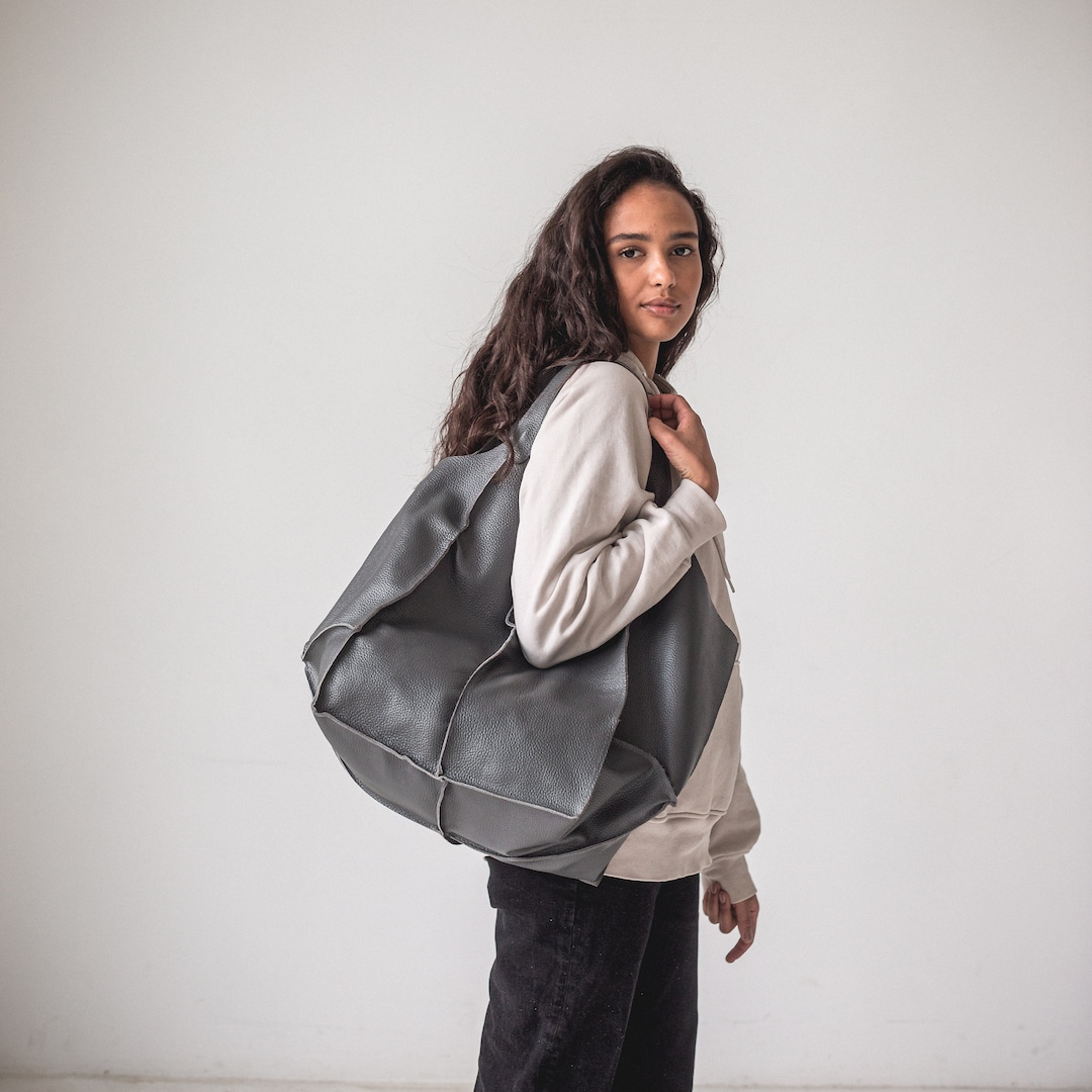 Leather Slouchy Handbag | Large Leather Slouchy Hobo Bag | Leather ...